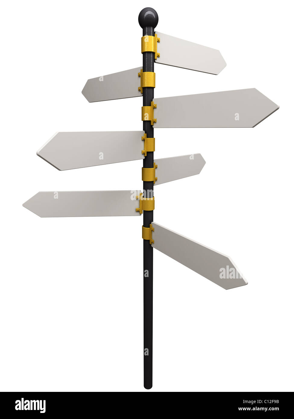 Illustration of an empty signpost isolated on white Stock Photo - Alamy