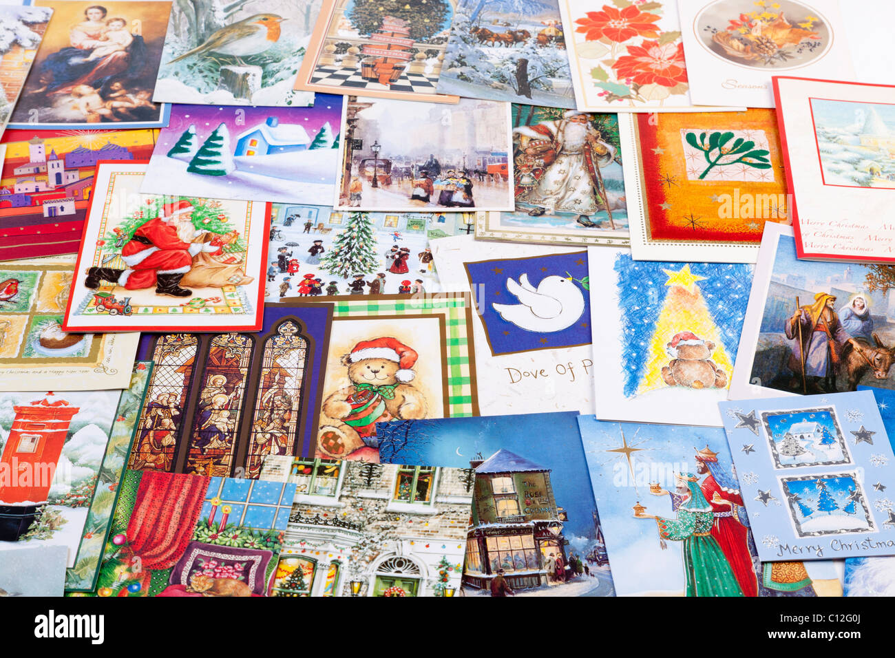various Christmas cards Stock Photo - Alamy