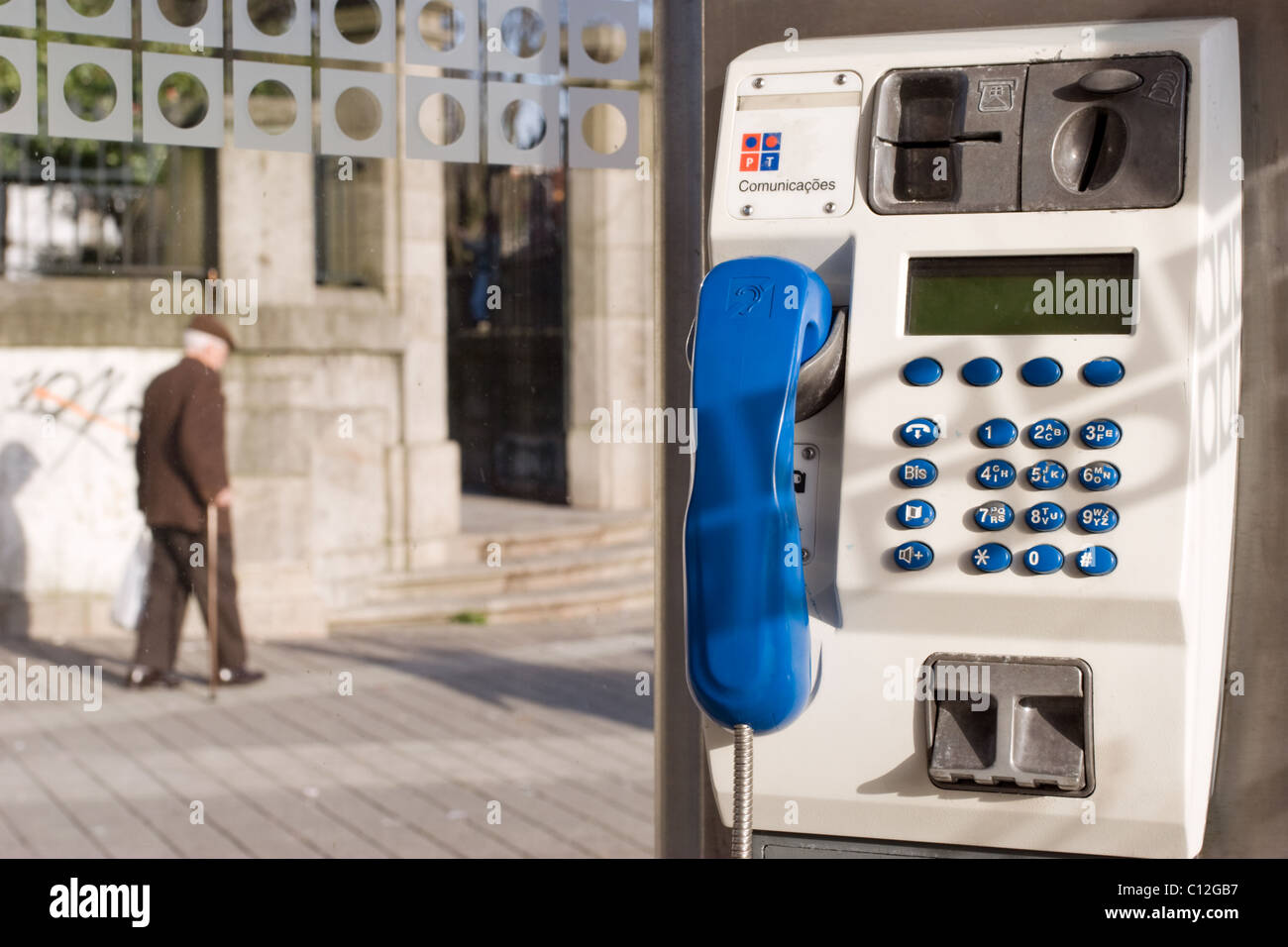 Public telephone on a street in Porto, Portugal Stock Photo - Alamy