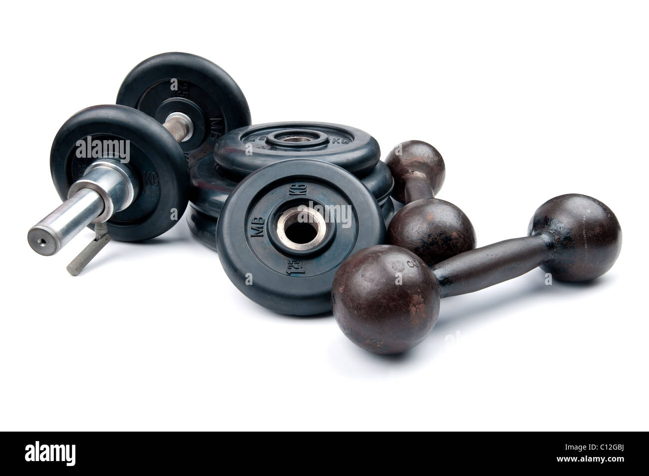 object on white - dumbbell close up Stock Photo - Alamy