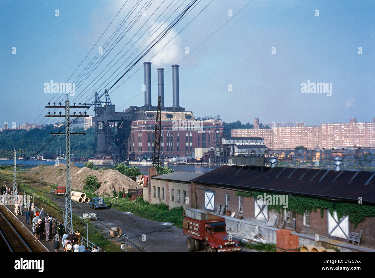 Industrial New York, August 1953 - view across the Harlem River towards ...