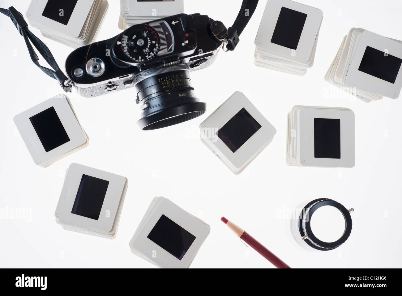 Studio Shot of slides and camera Stock Photo - Alamy