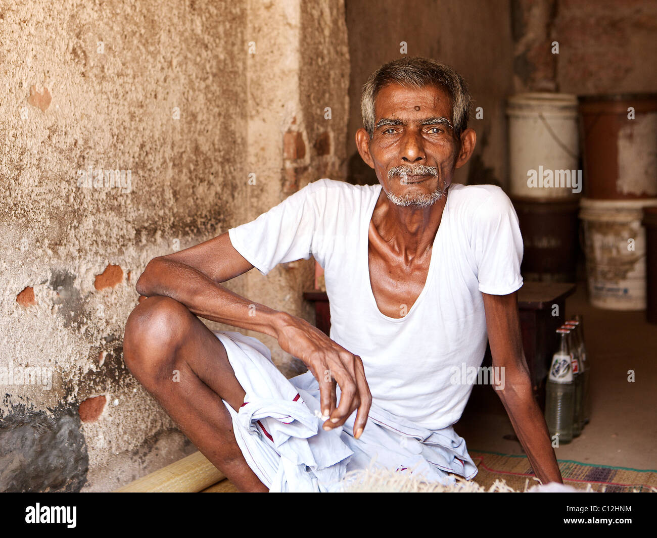 Portrait Of Keralite Man Village South Of Kochi Kerala India Stock