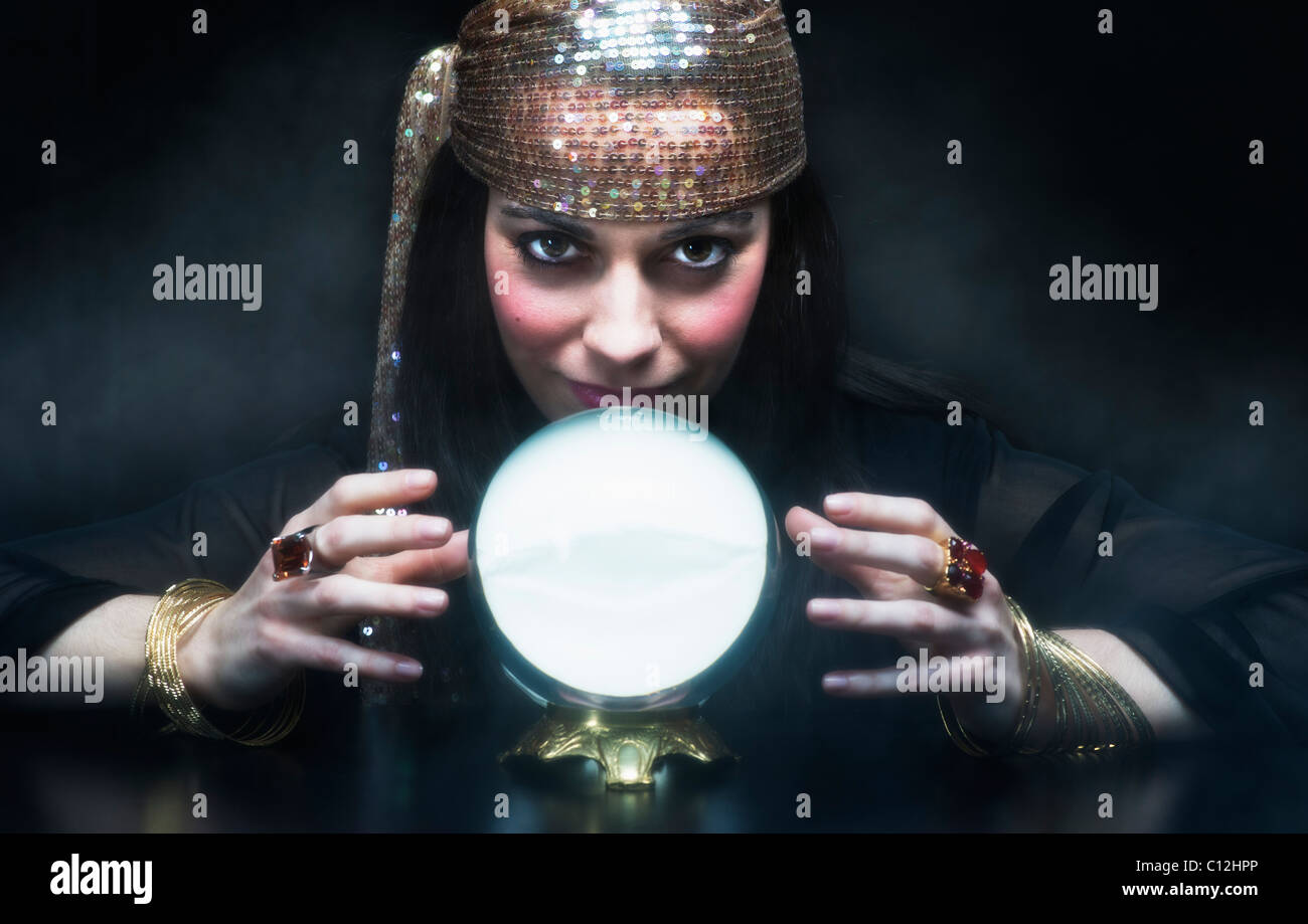 Gypsy woman with crystal ball Stock Photo - Alamy