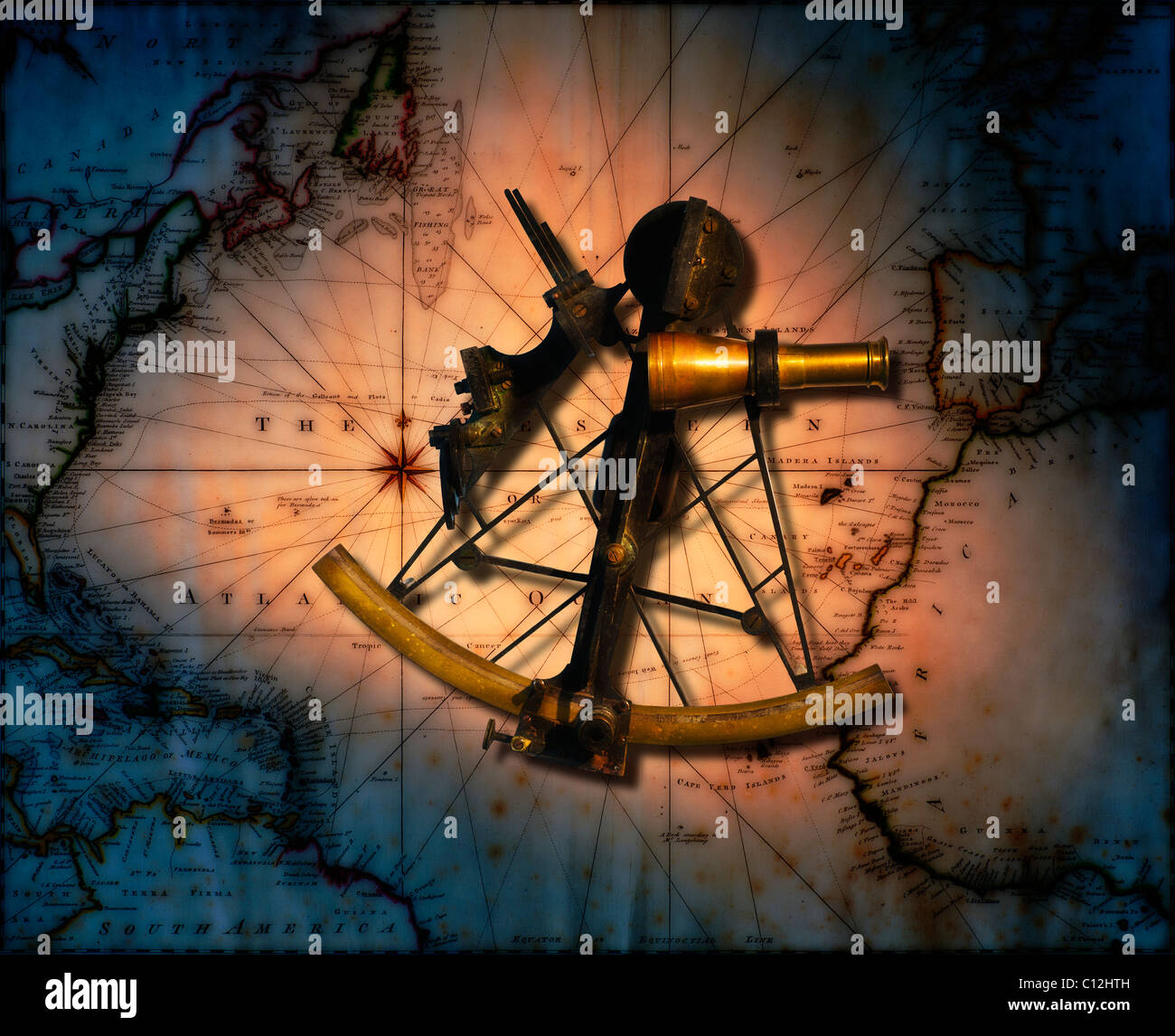 Old world map sextant hi-res stock photography and images - Alamy