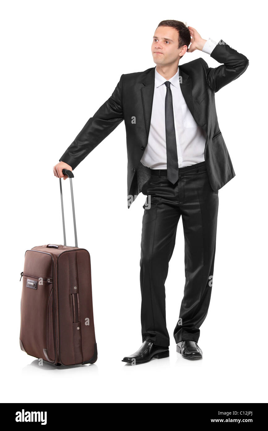 Full length portrait of a worried businessman with a suitcase Stock ...