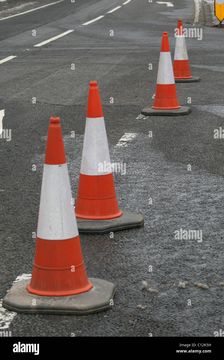 Line of road cones Stock Photo - Alamy