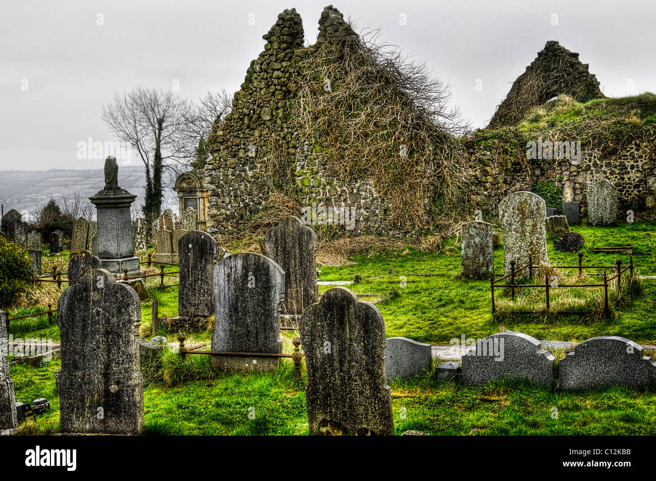 Image of an old church and cemetery, rendered in High Dynamic Range ...