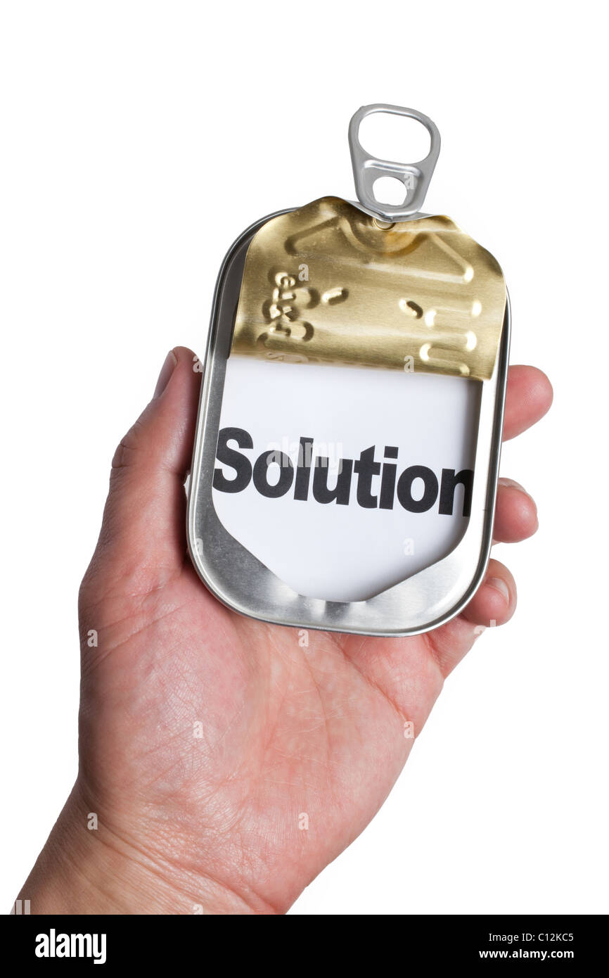 Can and word Solution, Concept of Easy Solution Stock Photo - Alamy