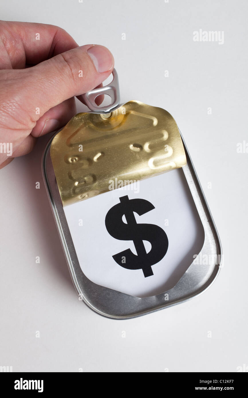 Can and Dollar Sign, Concept of easy and timely financial assistance ...