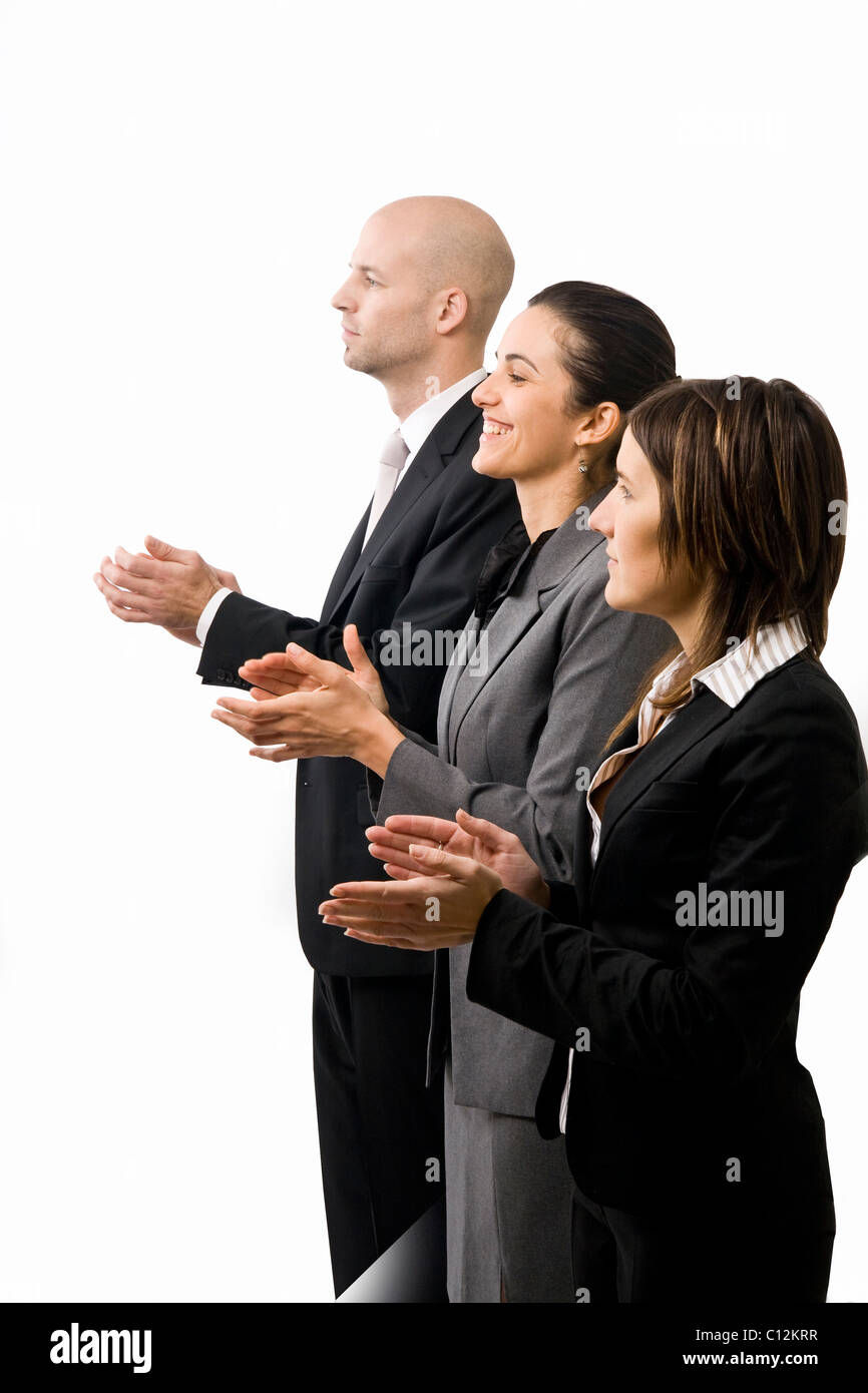 Portrait cheerful businesswoman clapping hands hi-res stock photography ...