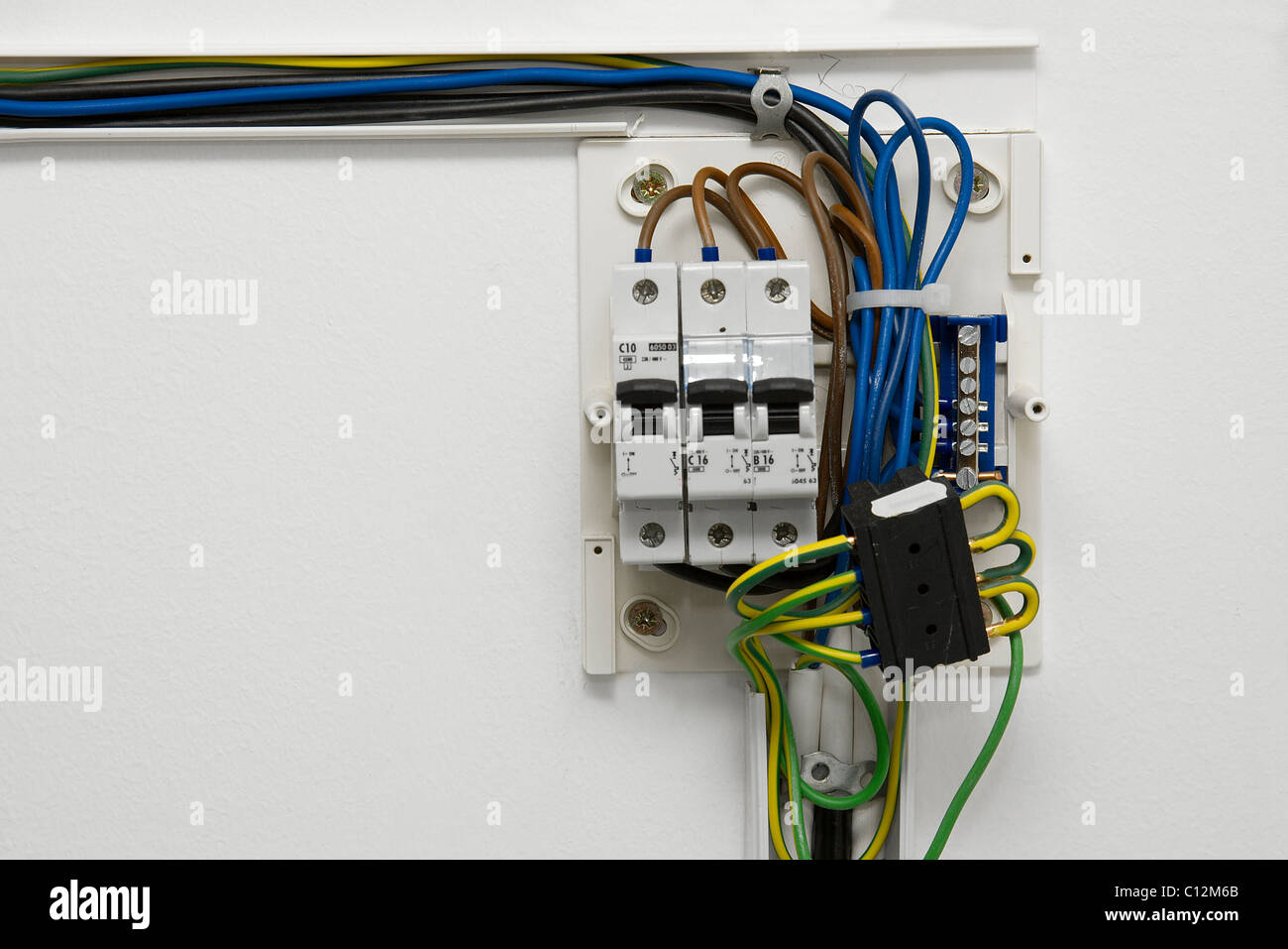 Electric wiring and fusebox in a house Stock Photo - Alamy