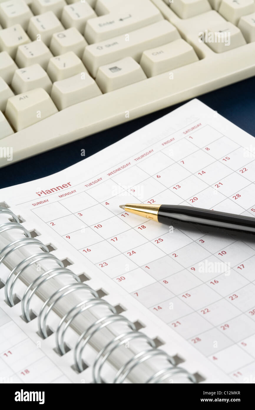 calendar and computer keyboard close up Stock Photo - Alamy