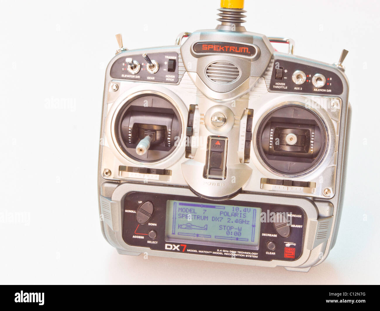 Radio Control (RC) hand held transmitter used by hobbyists to remotely ...
