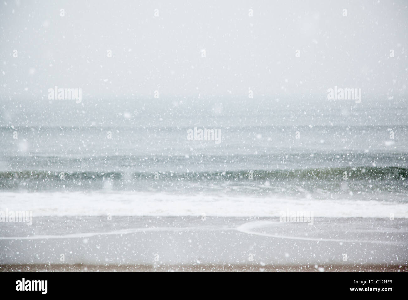 USA, New York State, Rockaway Beach, snow storm on beach Stock Photo ...