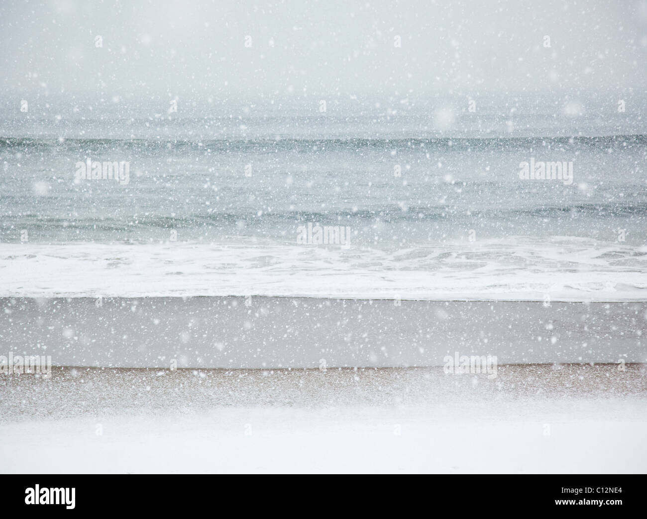 USA, New York State, Rockaway Beach, snow storm on beach Stock Photo ...