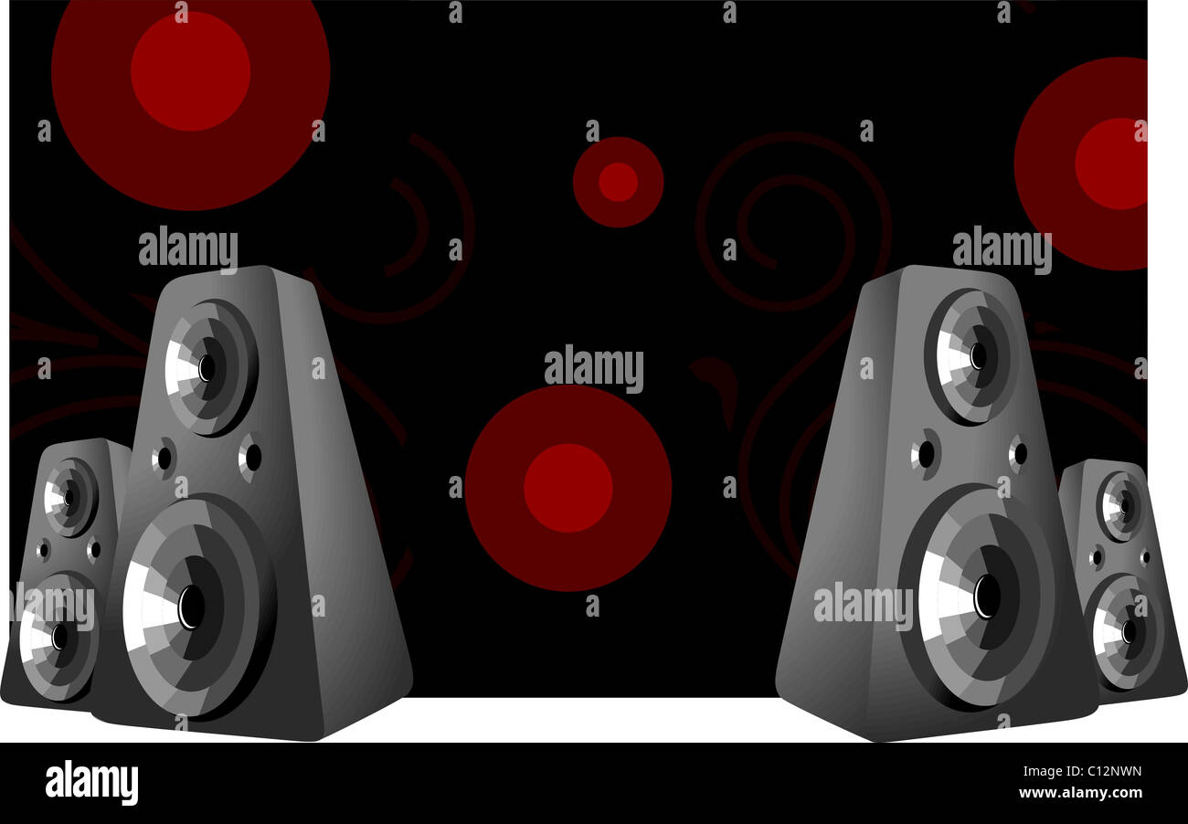 speakers in a black design background Stock Photo - Alamy