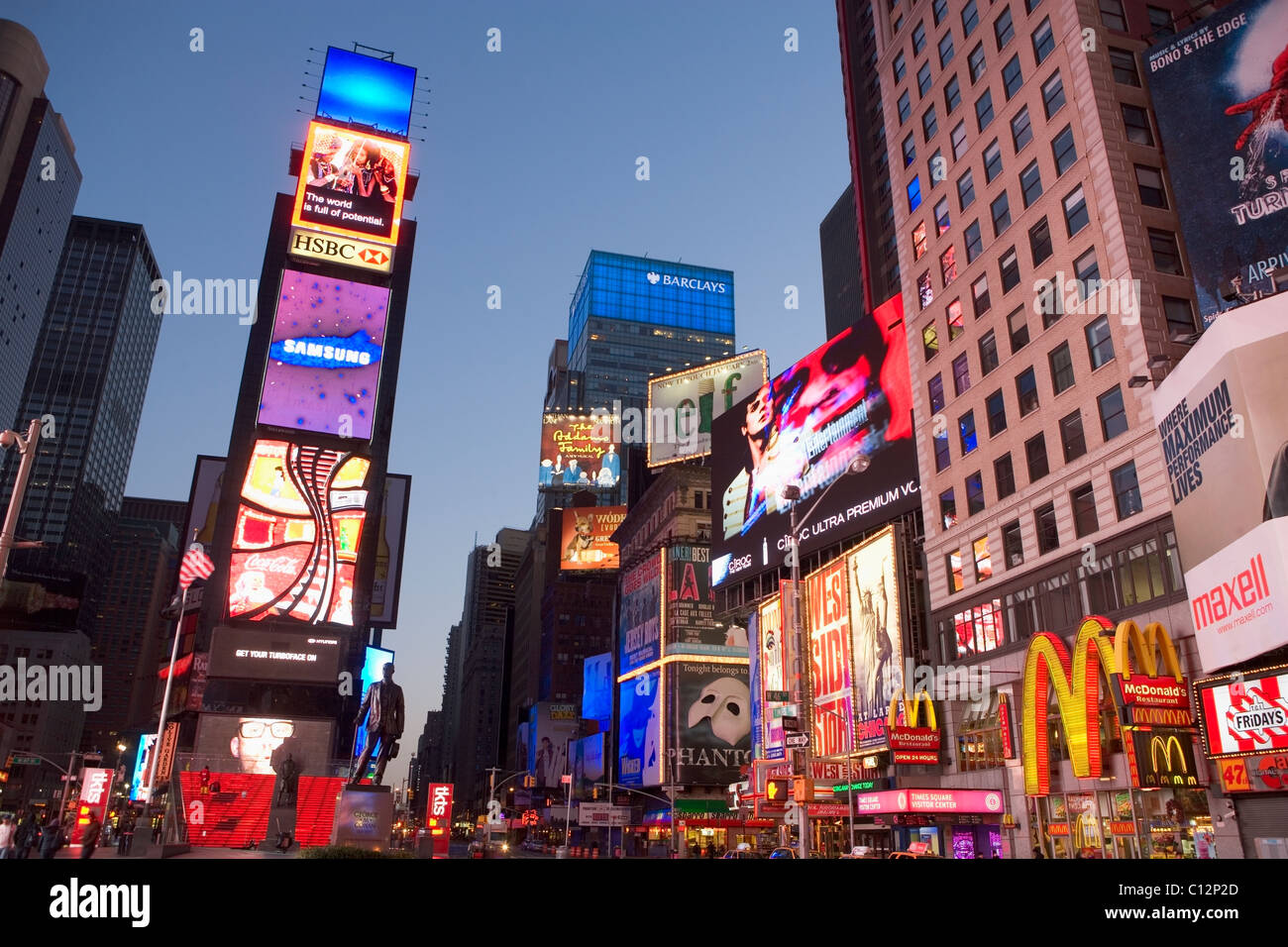 USA, New York State, New York City, Times Square at dusk Stock Photo ...