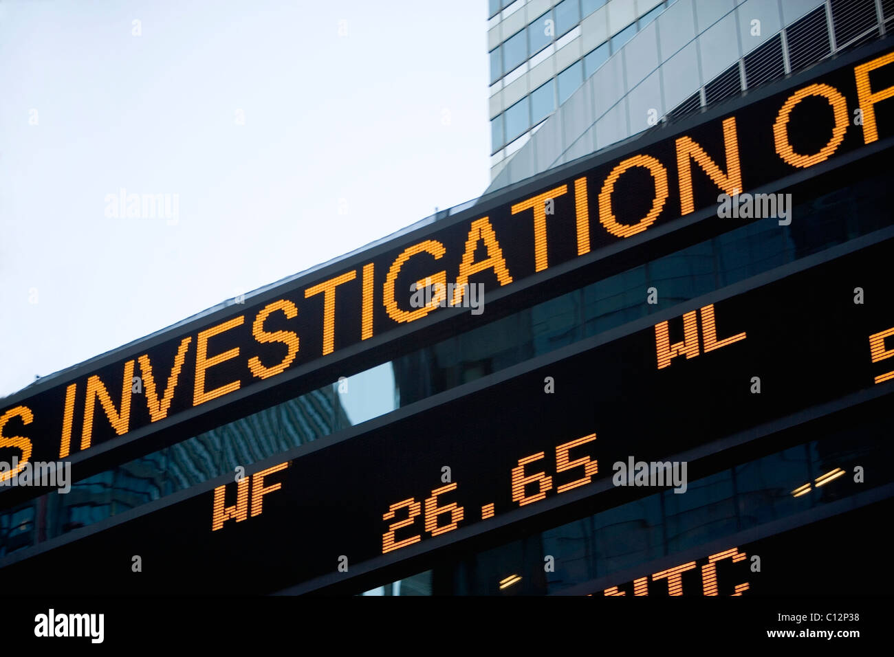 USA, New York State, New York City, Times Square, Stock Quotron, close ...