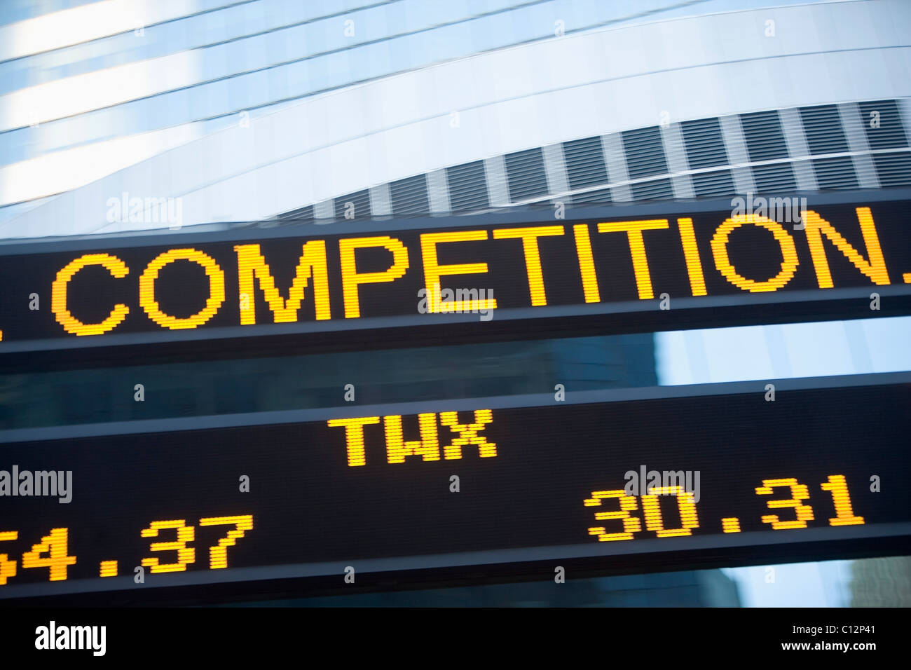 USA, New York State, New York City, Times Square, Stock Quotron, close ...