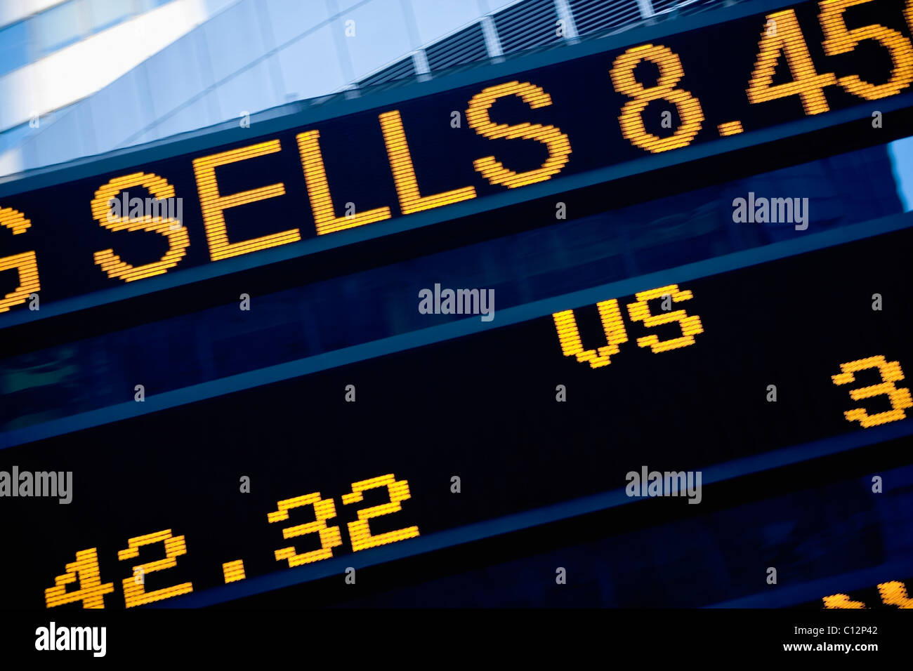 USA, New York State, New York City, Times Square, Stock Quotron, close ...