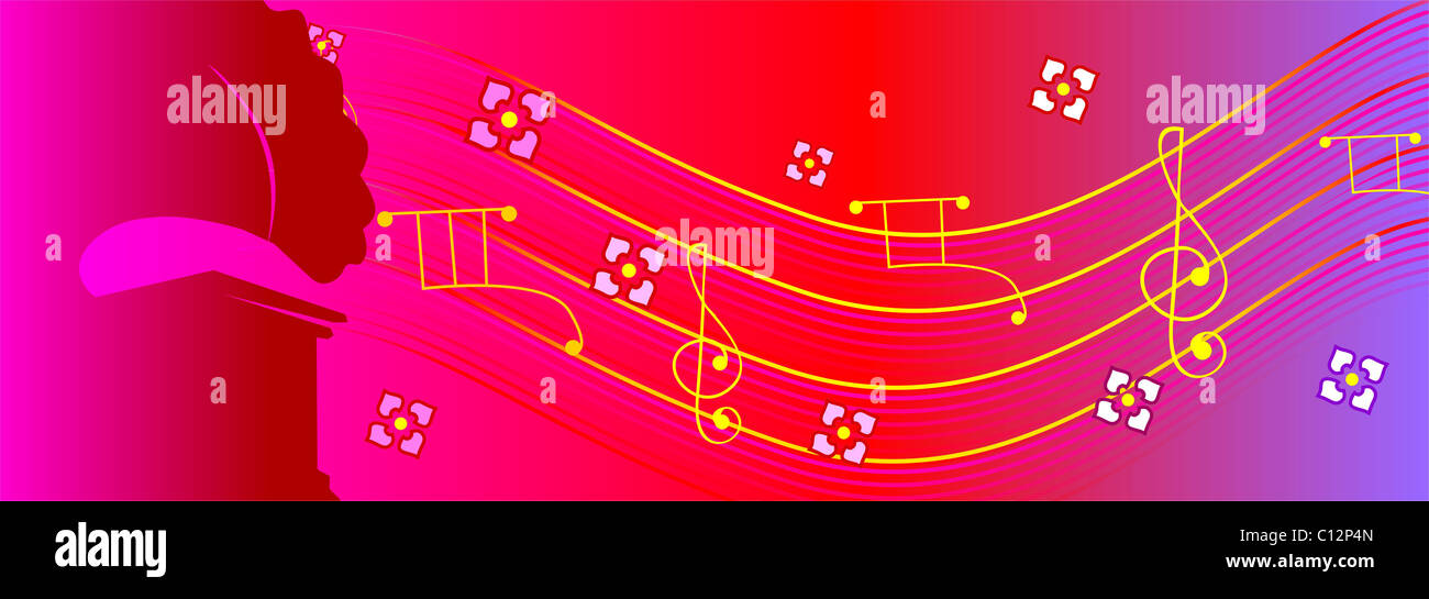 Illustration of piano and music note in brown shade background Stock ...