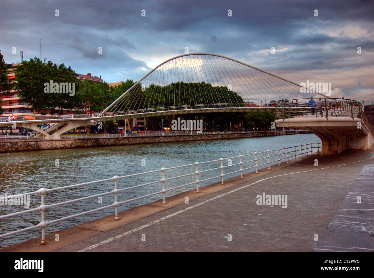 Zubizuri Bridge, San Sebastian, Basque Country, Guipuzcoa, Spain Stock ...