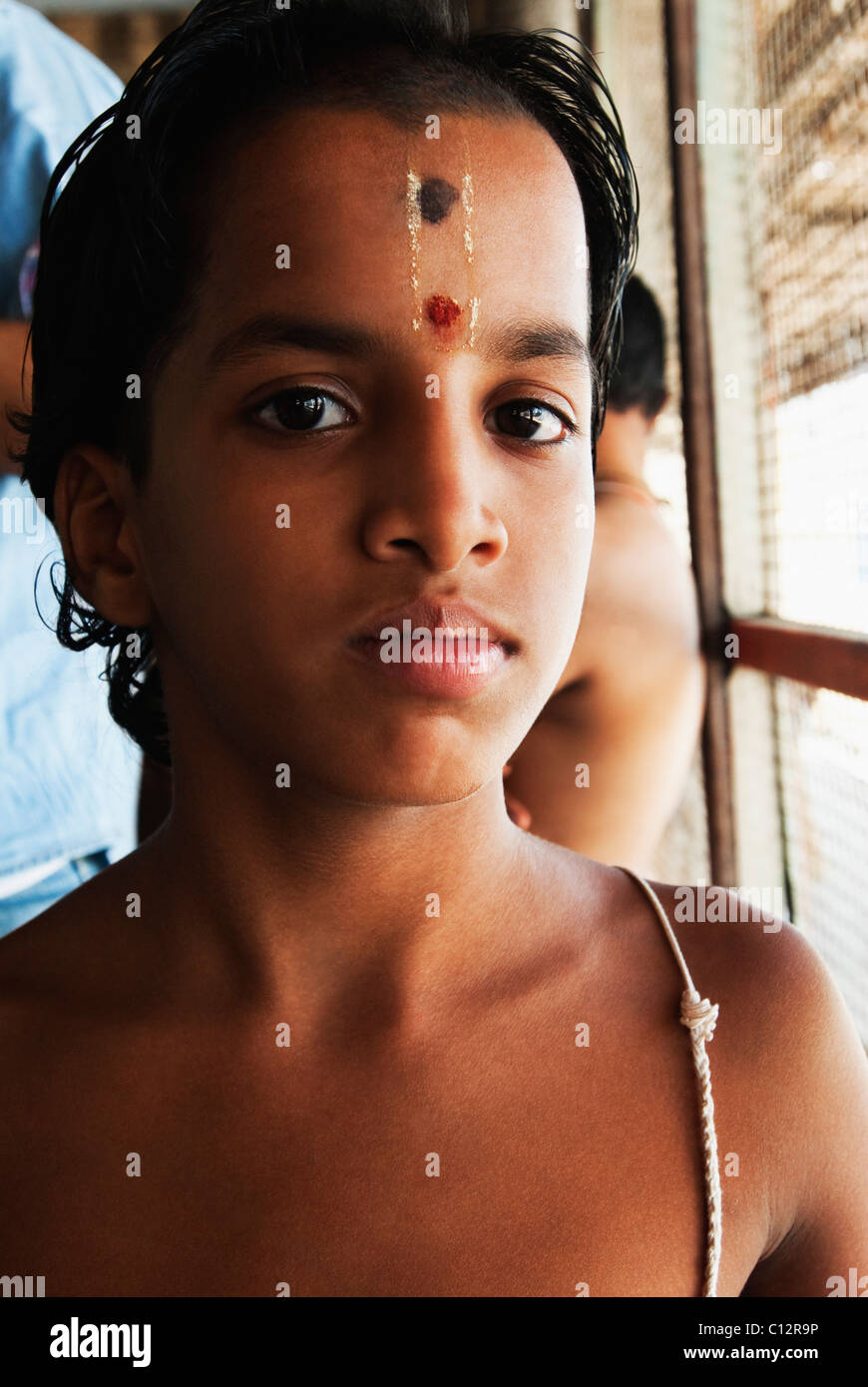 Portrait of a boy in a temple, Kamakshi Amman Temple, Kanchipuram ...