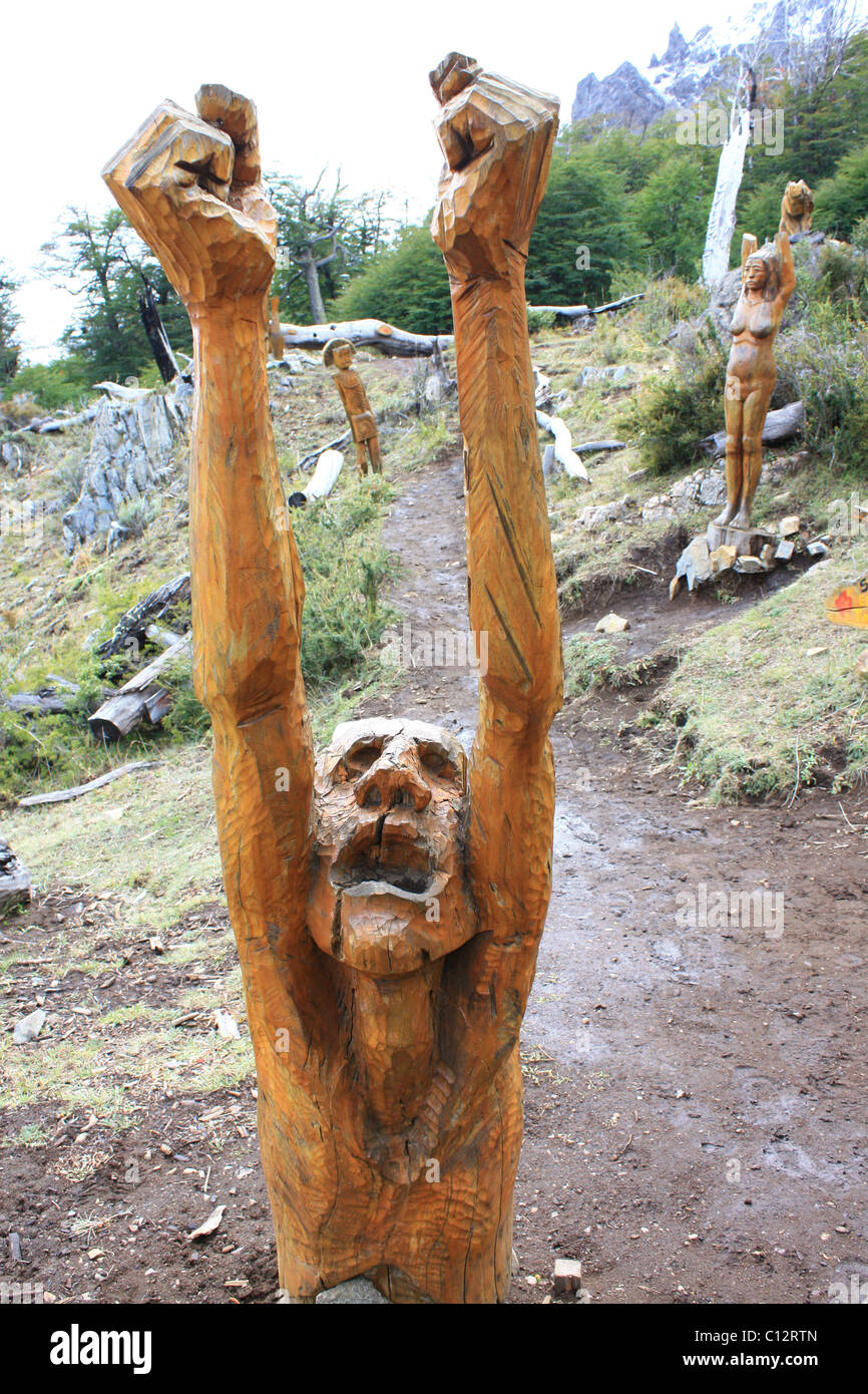 Wooden sculpture of screaming man Stock Photo - Alamy