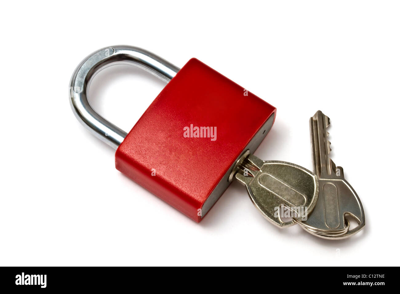 Red padlock and keys isolated on white background Stock Photo - Alamy