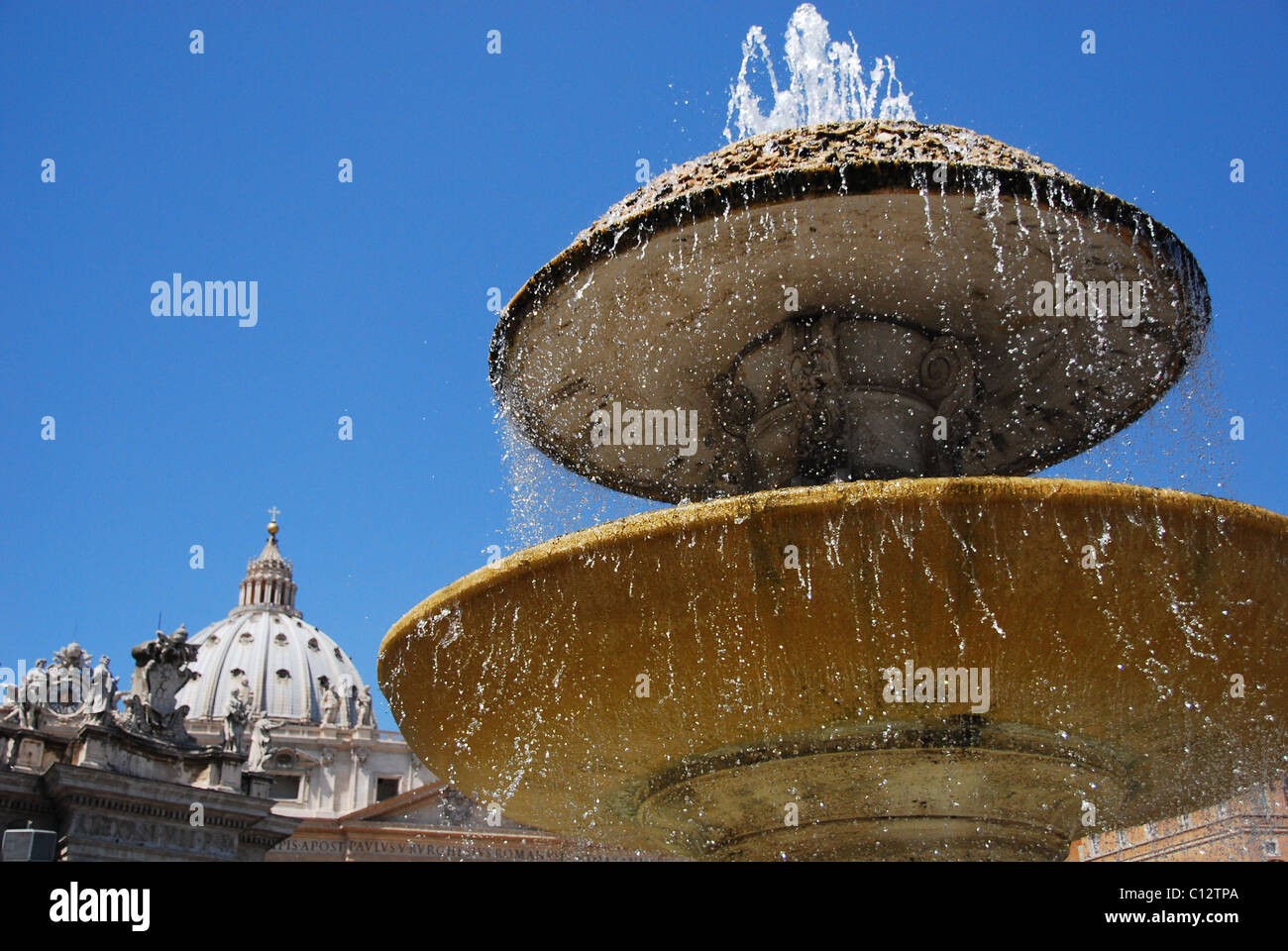 Water fountain in St. Peter's Square, Vatican City, Rome, Italy Stock ...