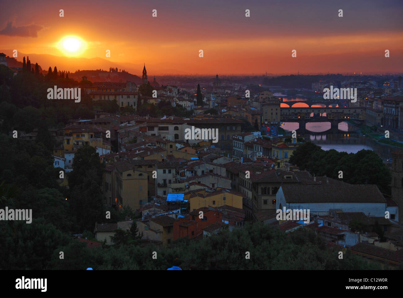 Florence italy old bridge sunset hi-res stock photography and images ...