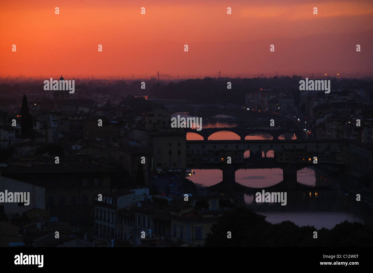 Florence italy old bridge sunset hi-res stock photography and images ...
