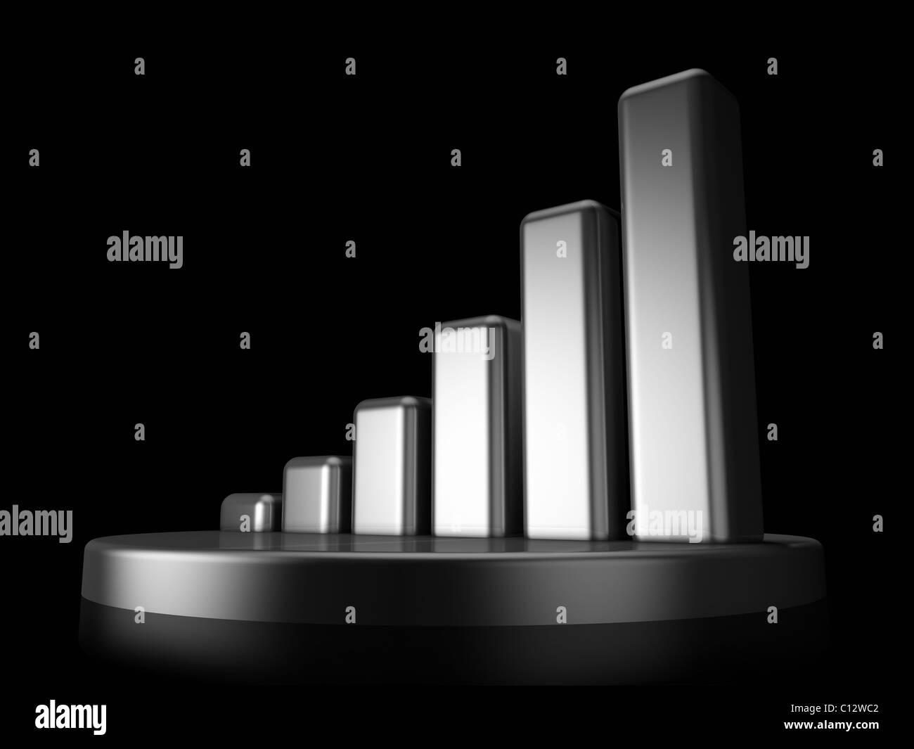 3D metallic shiny graph on a black background Stock Photo - Alamy