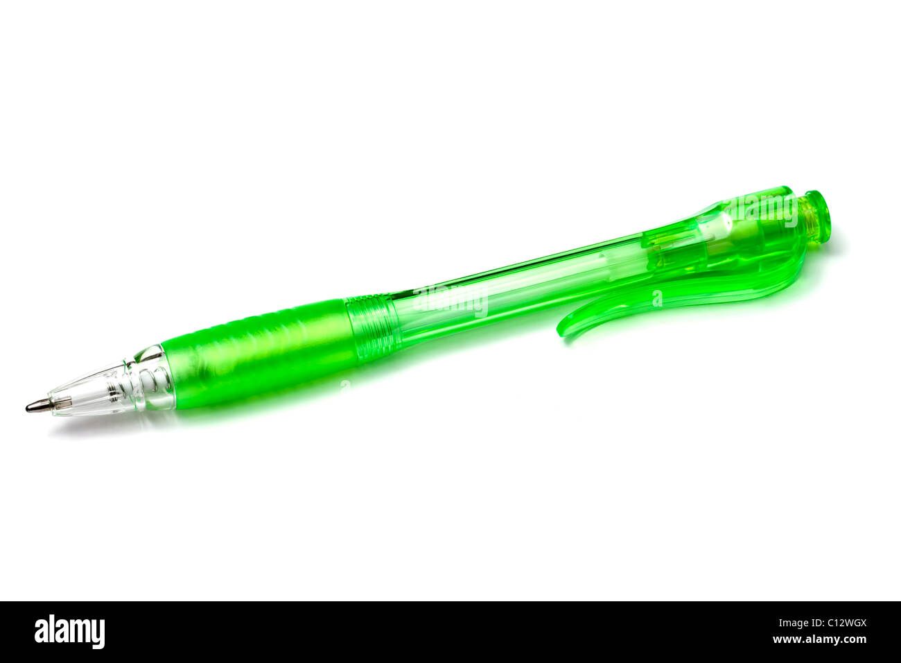 Green Ball Point Pen Isolated On White background Stock Photo - Alamy