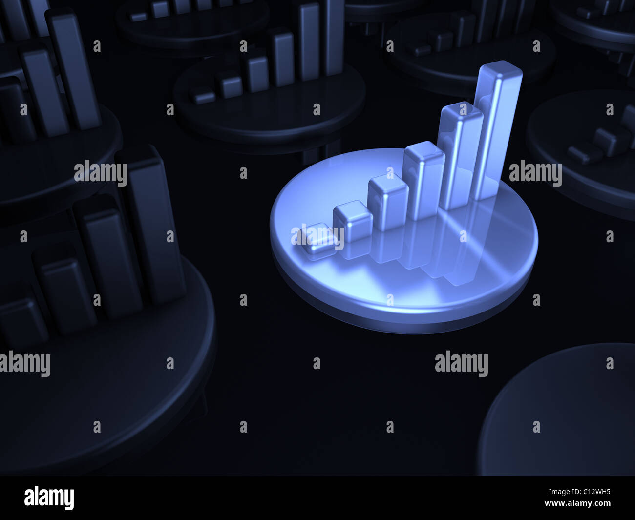 Distinctive metallic shiny graph on a black background Stock Photo - Alamy