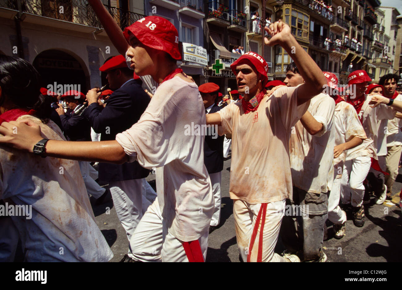 San Fermin, Opening of the Fiesta, Pamplona, Navarra, Spain Stock Photo ...
