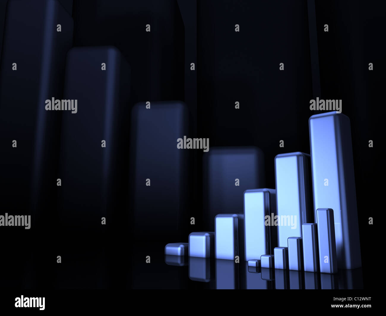 Blue metallic shiny charts on a dark background Stock Photo - Alamy