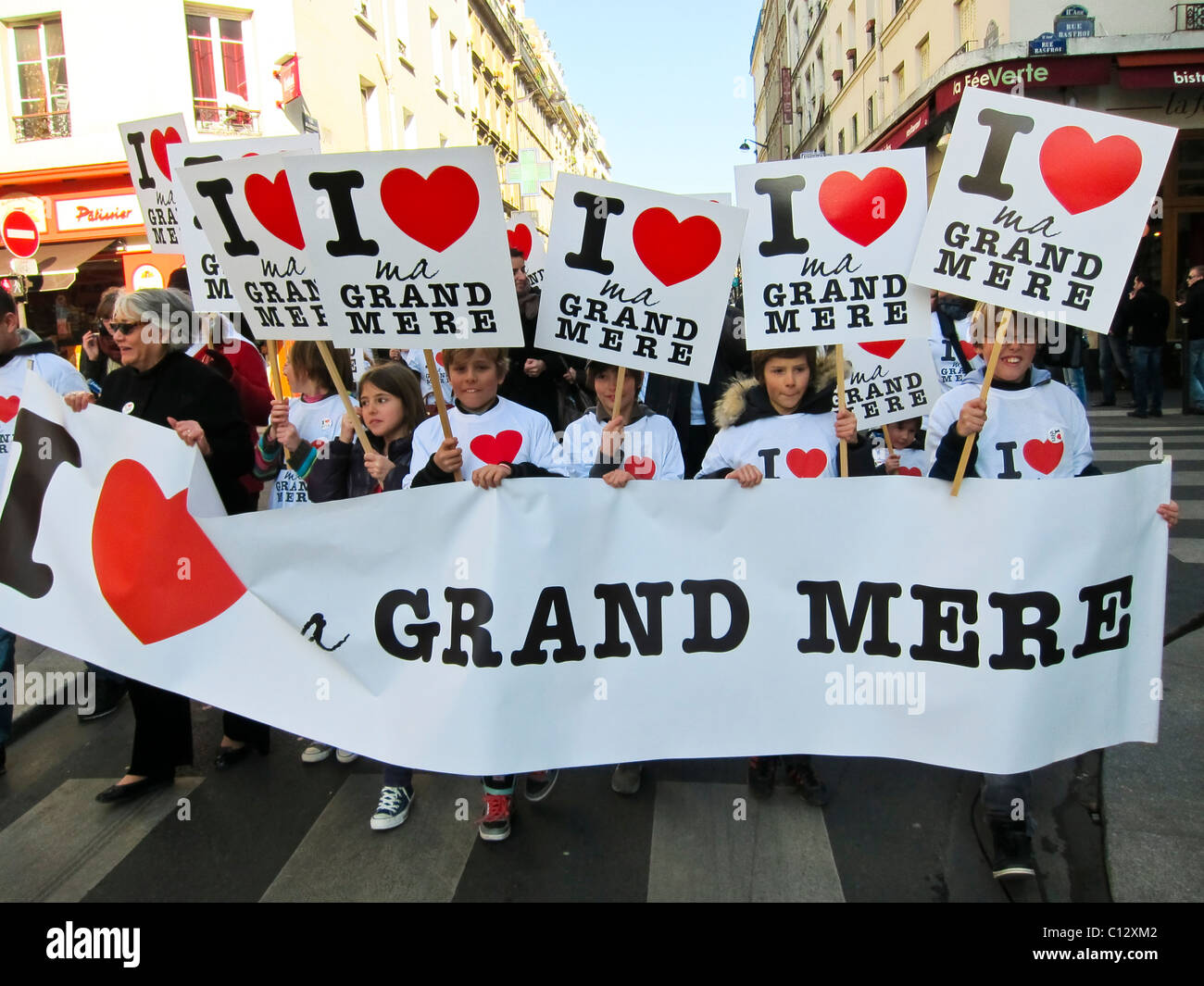 Paris, France, Crowd of French Children, Rally Marching in Support of ...