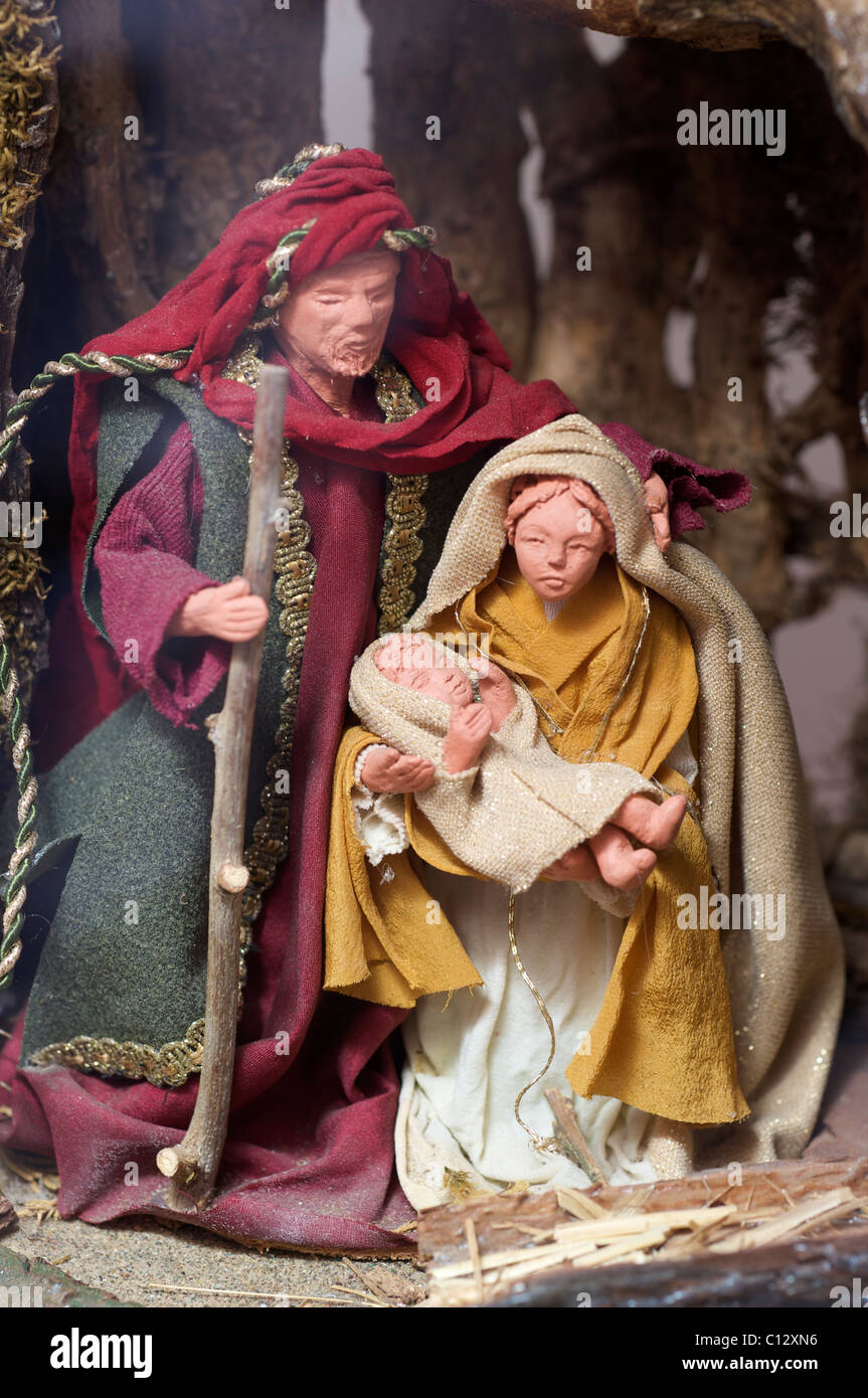 scandinavian crib's figures: Holy family Stock Photo - Alamy