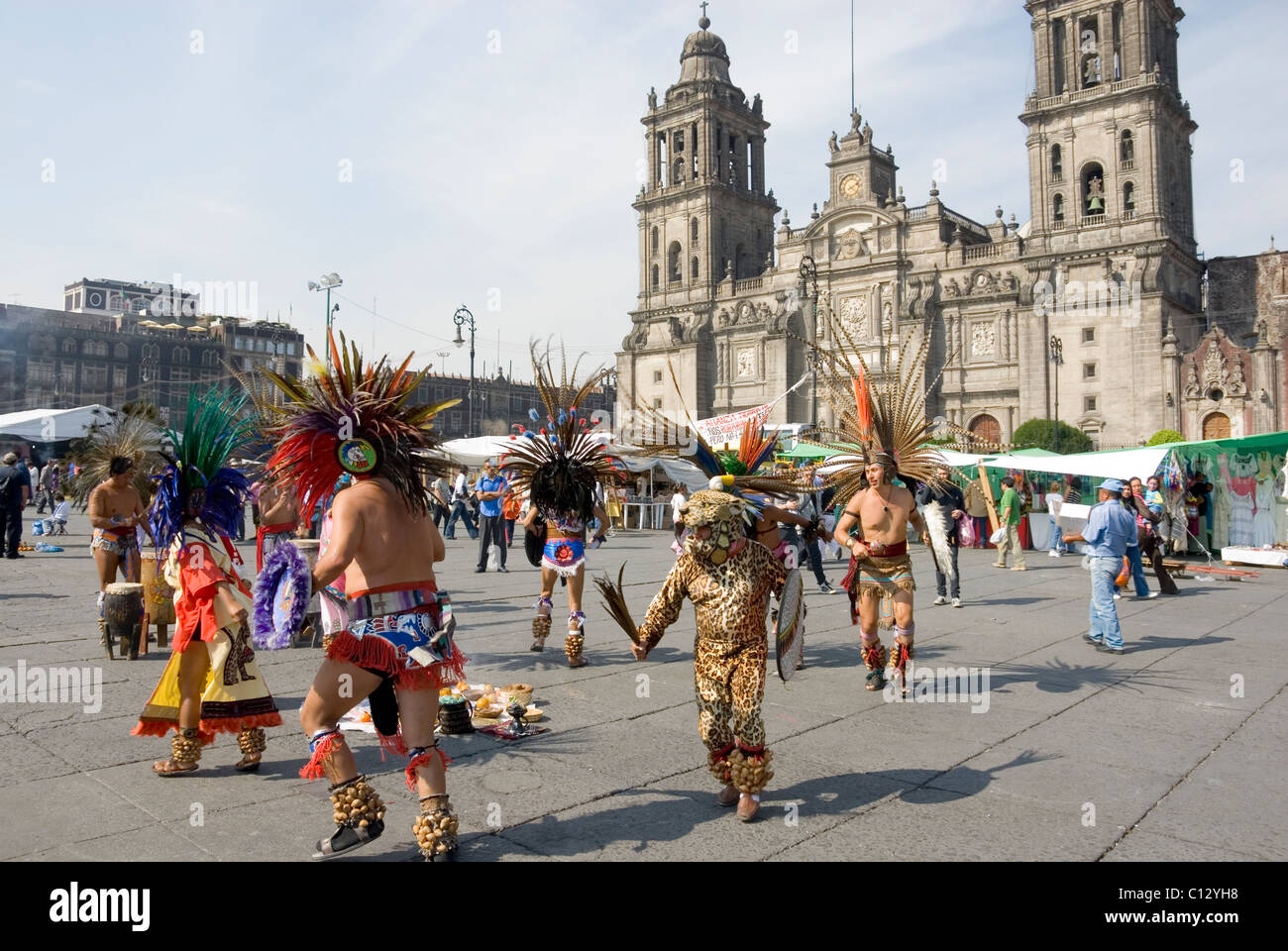 Indigenous Aztec Dancers Perform in the Zocalo Historic Center Square ...