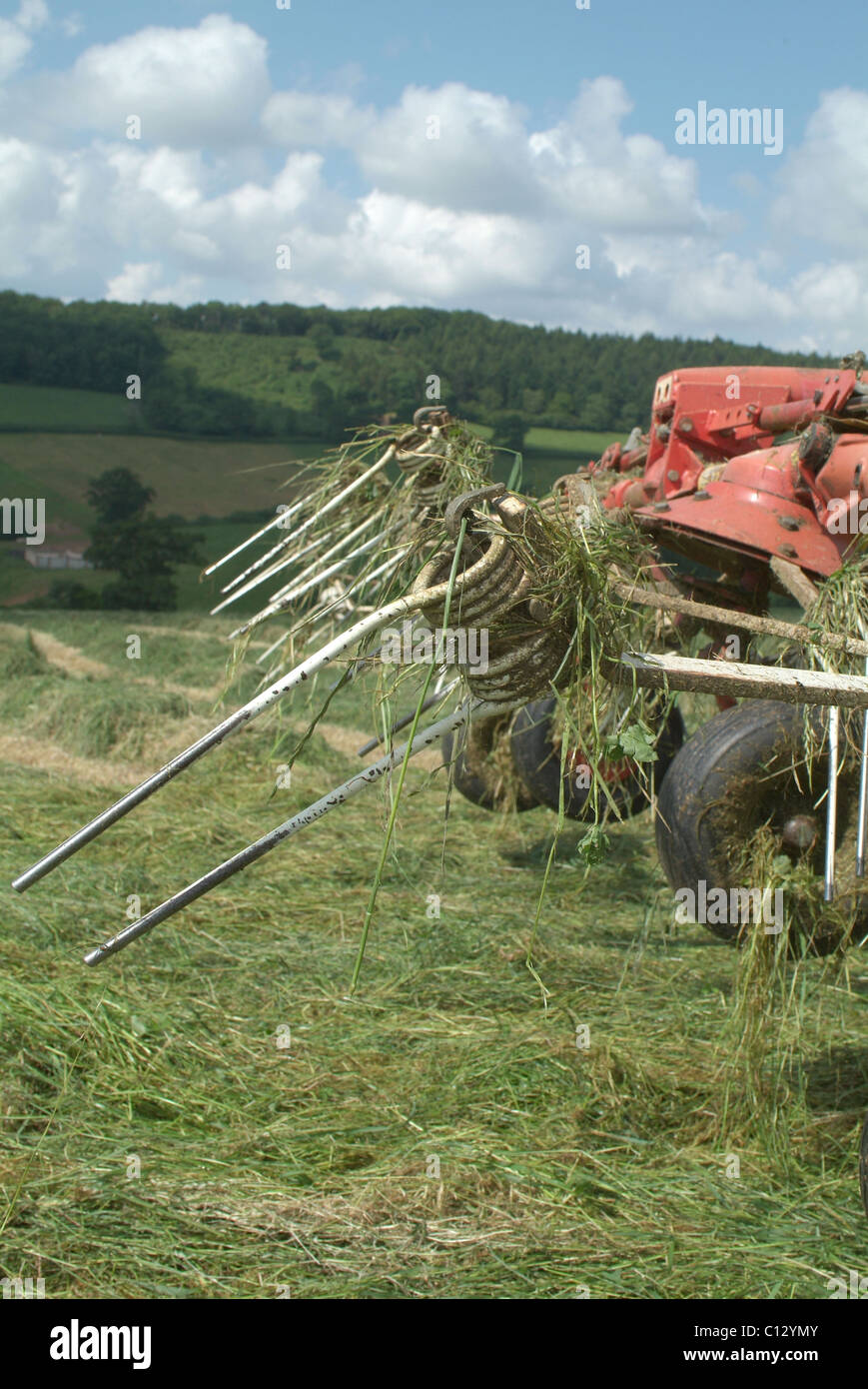 Turning the grass for silage Stock Photo - Alamy