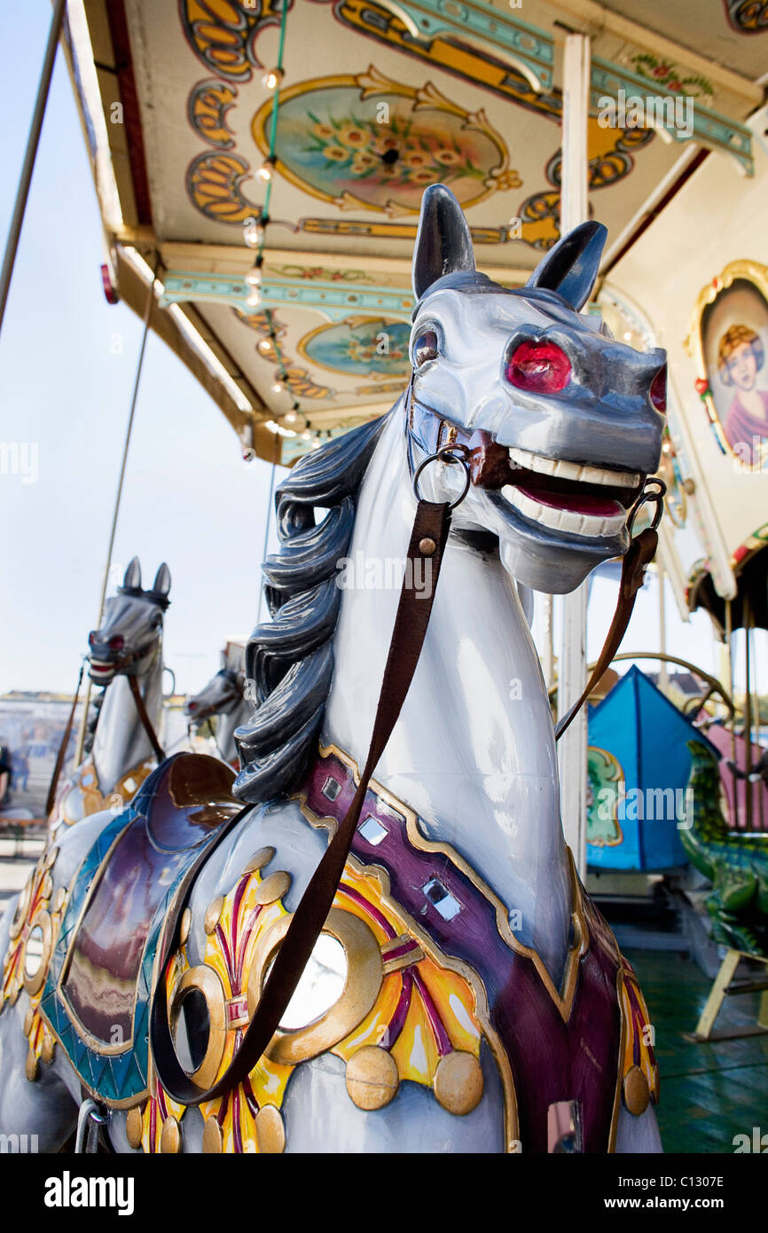 detail of old fashioned merry-go-round at the munich oktoberfest Stock ...