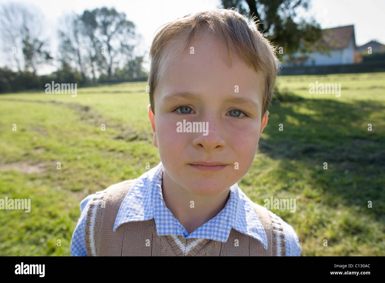 portrait of young boy on farm Stock Photo - Alamy