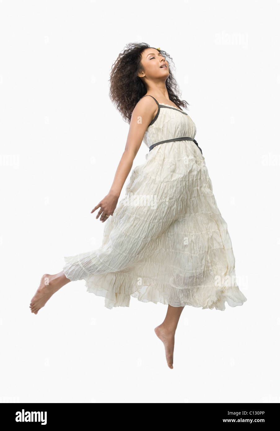 Fashion model jumping Stock Photo - Alamy