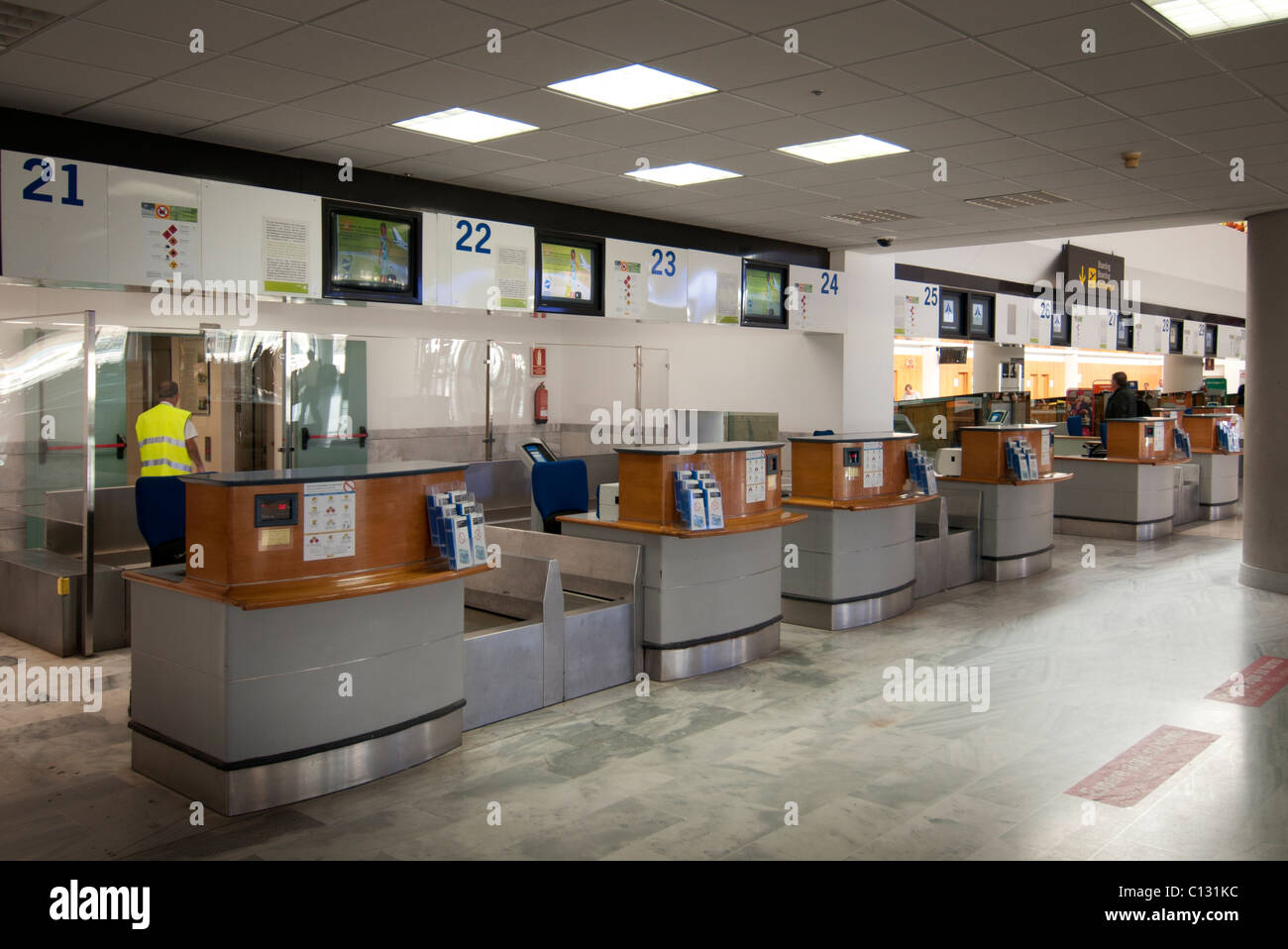 check in desks at Lanzarote Airport Stock Photo - Alamy