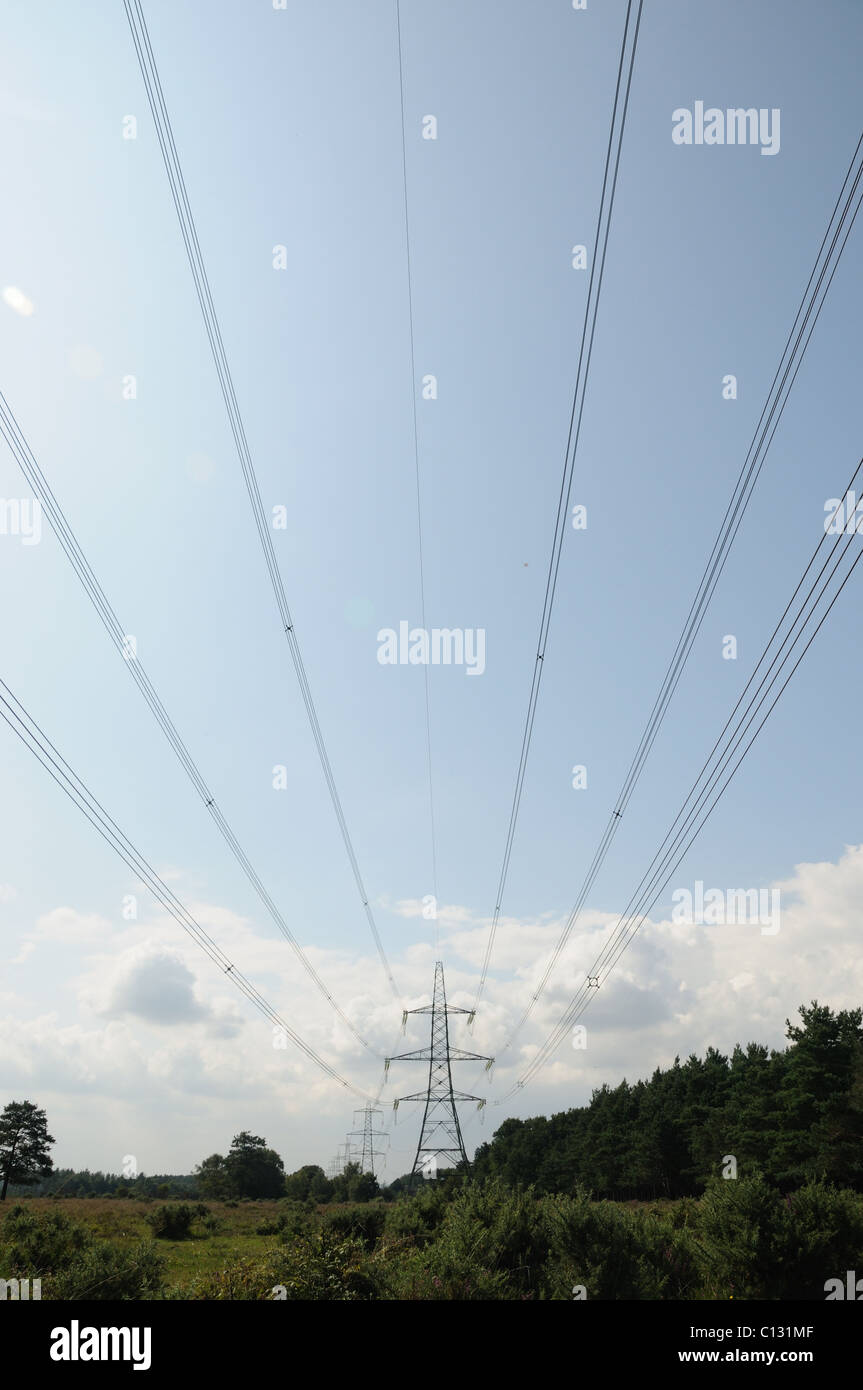 Pylons in the countryside Stock Photo - Alamy