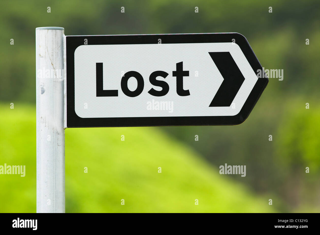 Lost. Strathdon, Aberdeenshire, Scotland. Road sign Stock Photo - Alamy