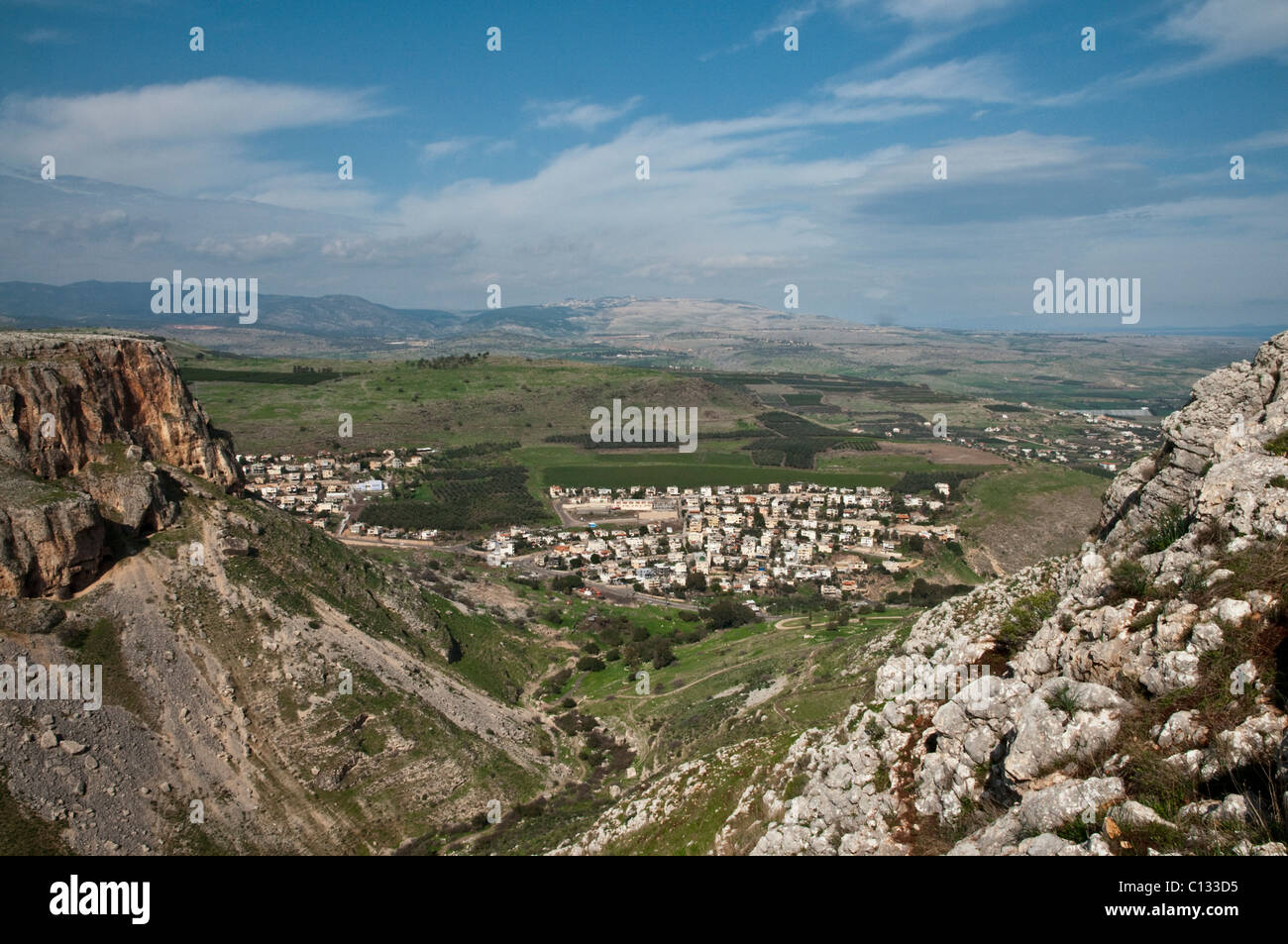 Israel, Lower Galilee, Arbel mountain, overlooks the sea of Galilee ...