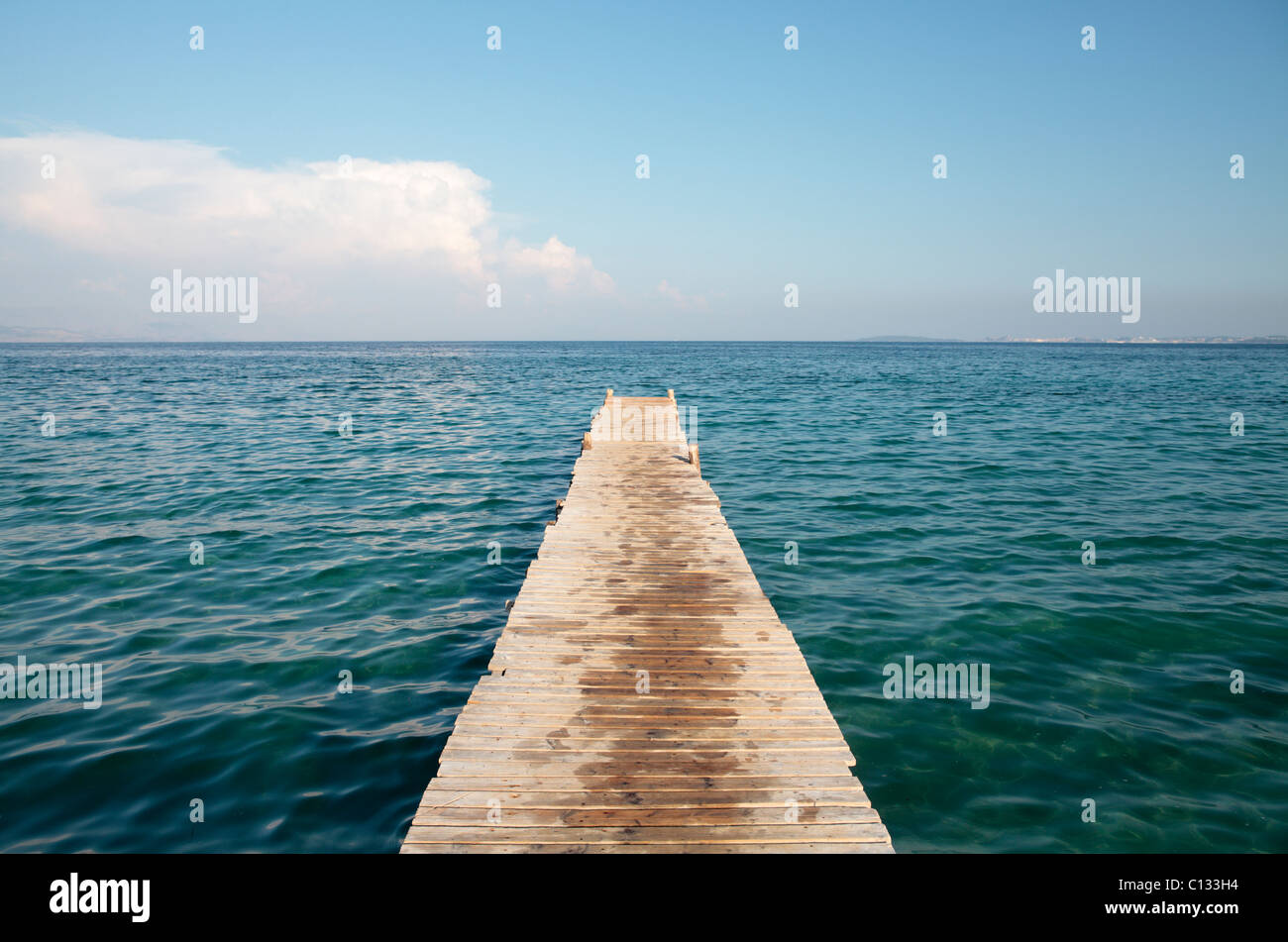 Jetty, Ipsos Beach, Corfu, Greece Stock Photo - Alamy